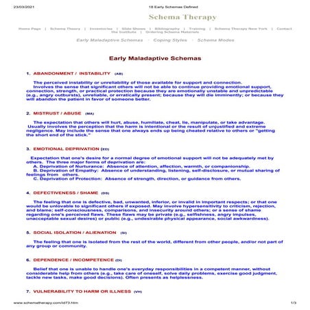 18 early schemas defined | PDF