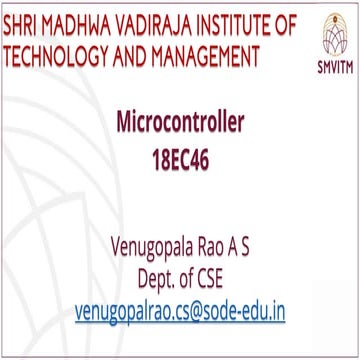 Vtu 4th Semester Ece Dept Microcontroller Lecture Slides Module 1 Pdf