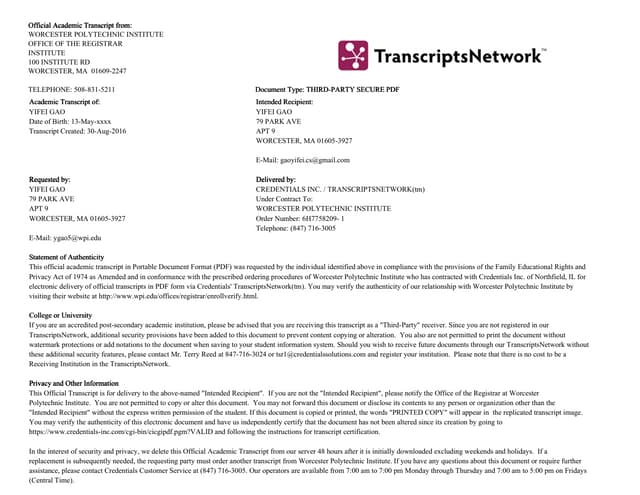 ECPI - Unofficial Transcript | PDF