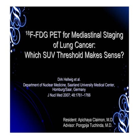 18F FDG PET For Mediastinal Staging | PDF