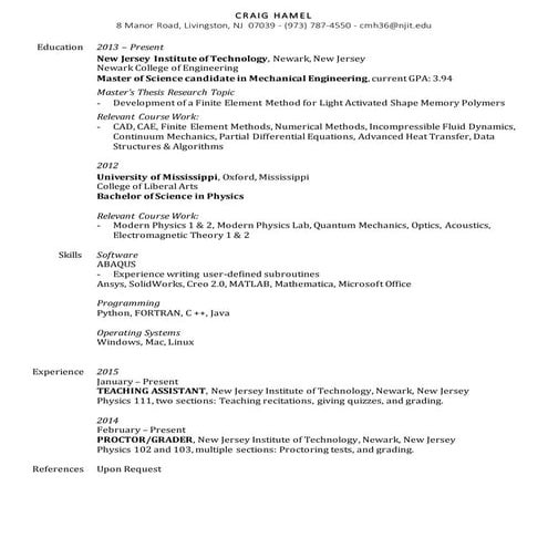 Craig_Hamel_Resume_2015 | DOCX