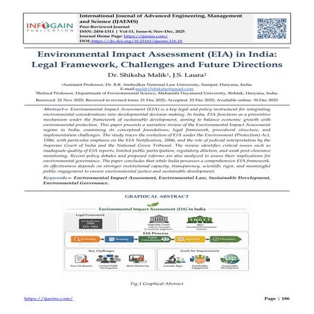 Environmental Impact Assessment (EIA) in India: Legal Framework ...