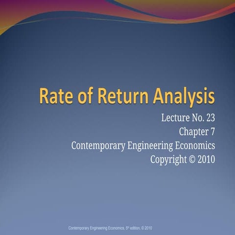 Rate of Return Engineering Economics Slide | PPT
