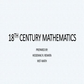 18th CENTURY MATHEMATICS | PPTX