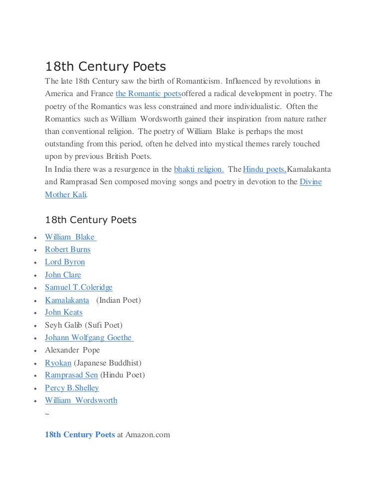 18th century poets