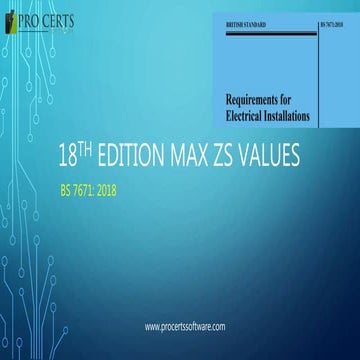 18th Edition max zs values BS7671 | PPTX