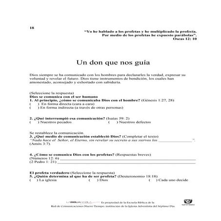 18/23 - Un don que nos guía – CURSO BÍBLICO – LA BIBLIA HABLA | PDF