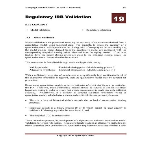 19.1 regulatory irb validation | PDF