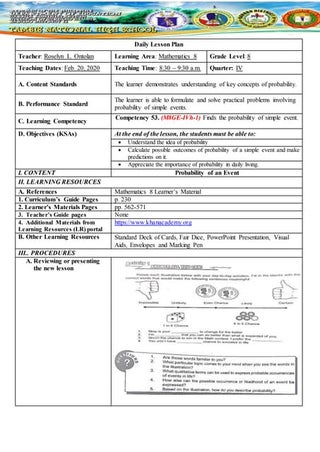 Detailed lesson plan in mathematics i | PDF