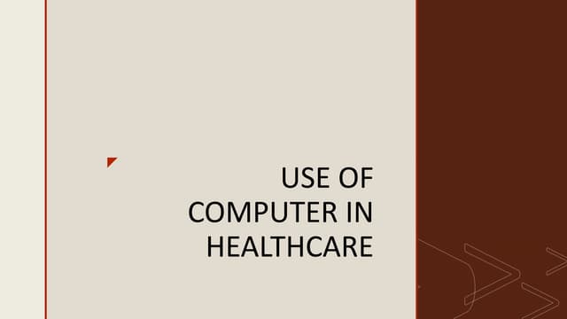 Importance of computers in Medicine,/Healthcare | PPTX