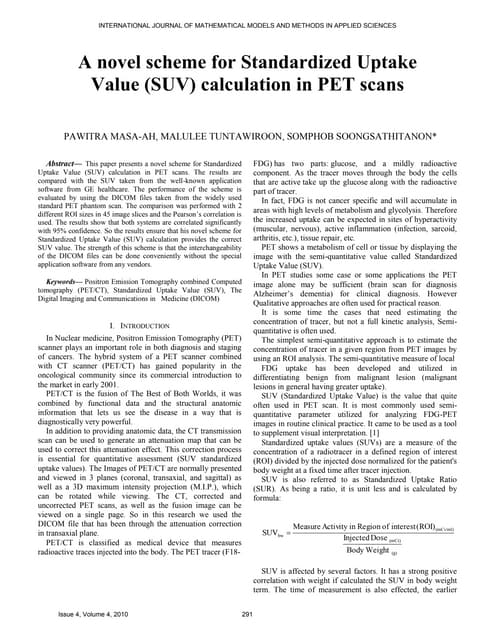SUV- standardised uptake values in pet scanning | PDF