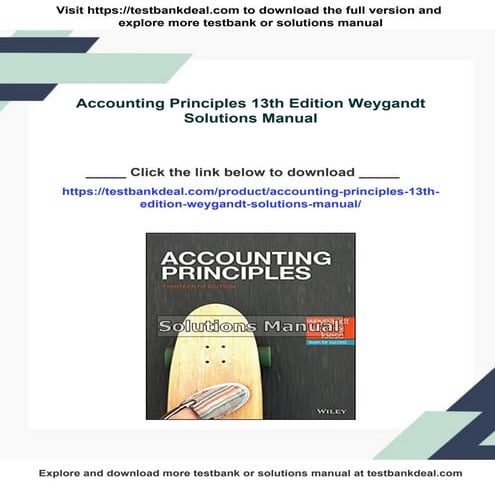 Accounting Principles 13th Edition Weygandt Solutions Manual | PDF