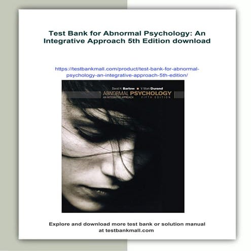 Test Bank for Abnormal Psychology: An Integrative Approach 5th Edition ...