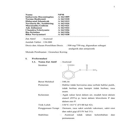 19008 self formulation asetosal. | PDF