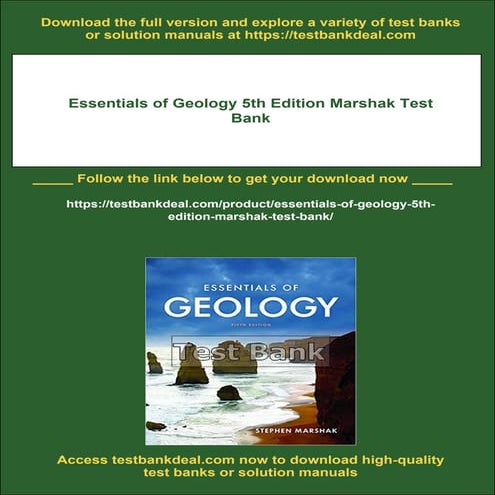 Essentials of Geology 5th Edition Marshak Test Bank | PDF