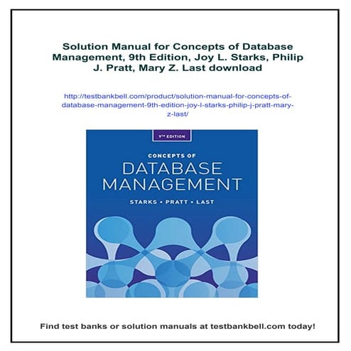 Solution Manual for Concepts of Database Management, 9th Edition, Joy L. Starks, Philip J. Pratt ...