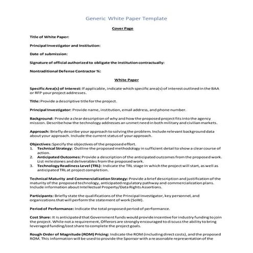 Generic White Paper Template | DOCX