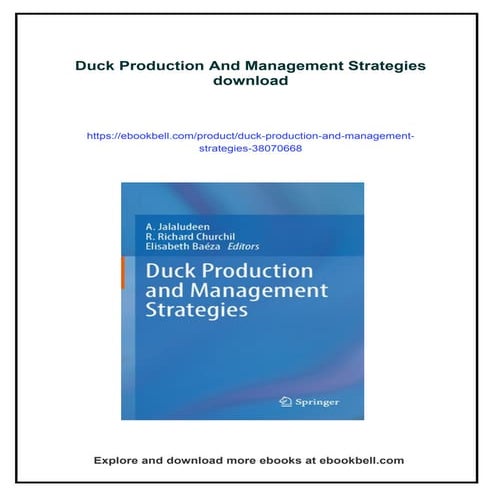 Duck Production And Management Strategies | PDF