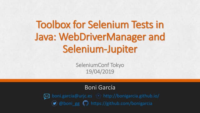 Toolbox For Selenium Tests In Java Webdrivermanager And Selenium Jupiter Ppt