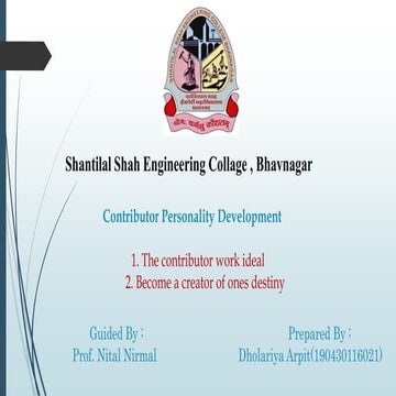 PPT OF Contributor Personality Development | PPTX