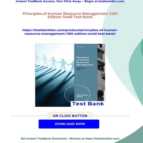 Principles of Human Resource Management 15th Edition Snell Test Bank | PDF