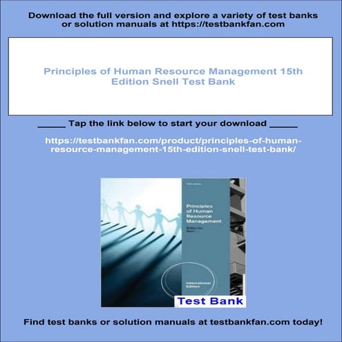 Principles of Human Resource Management 15th Edition Snell Test Bank | PDF