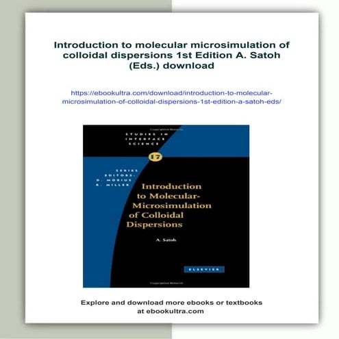 Introduction to molecular microsimulation of colloidal dispersions 1st Edition A. Satoh (Eds.) | PDF