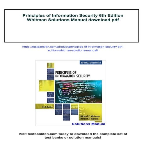 Principles of Information Security 6th Edition Whitman Solutions Manual ...