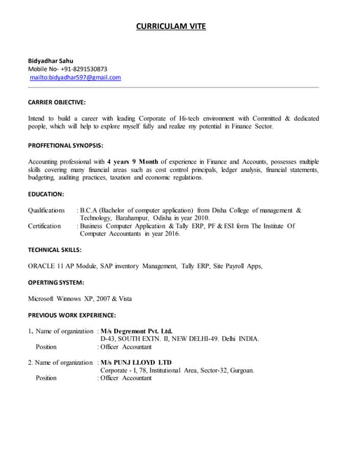 V Rama Rao - CV | PDF