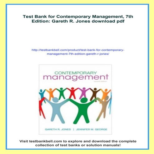 Test Bank for Contemporary Management, 7th Edition: Gareth R. Jones | PDF