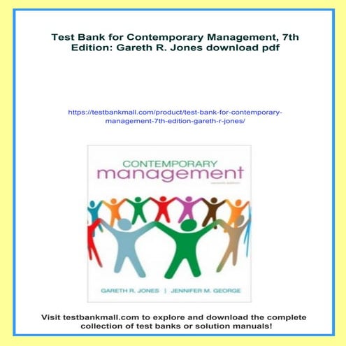 Test Bank for Contemporary Management, 7th Edition: Gareth R. Jones | PDF