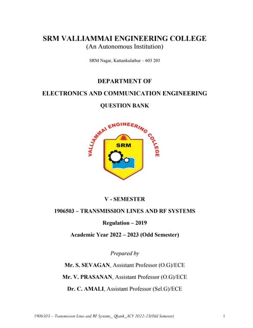 Transmission lines assignment 1(2019 2020) | DOCX