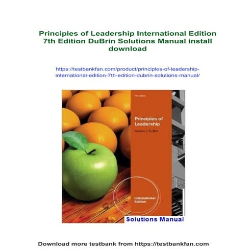 Principles of Leadership International Edition 7th Edition DuBrin ...