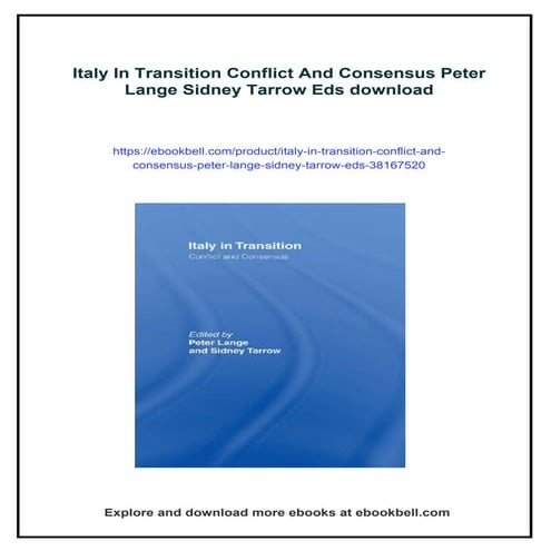 Italy In Transition Conflict And Consensus Peter Lange Sidney Tarrow ...