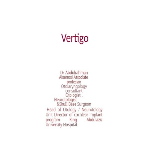 Vertigo and it's mechanism, pathophysiology | PPT