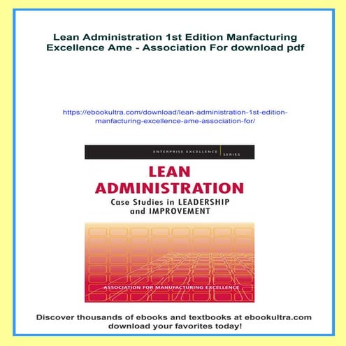 Lean Administration 1st Edition Manfacturing Excellence Ame ...
