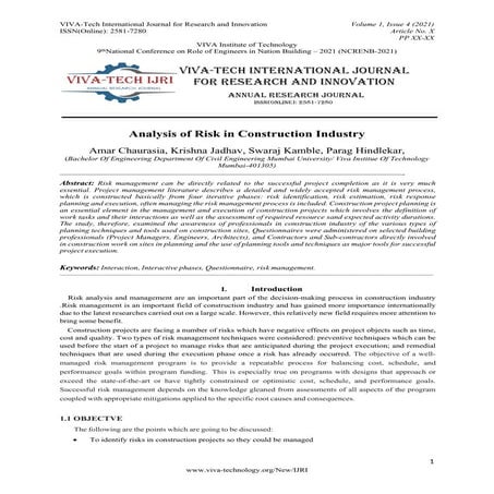 EFFECTIVE RISK MANAGEMENT IN CONSTRUCTION PROJECTS | PDF