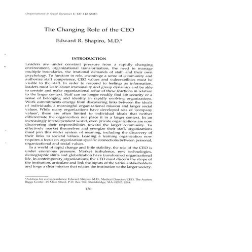 Changing Role of the CEO | PDF