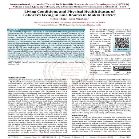 Living Conditions and Physical Health Status of Laborers Living in Line ...