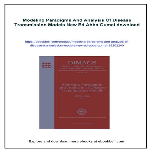 Modeling Paradigms And Analysis Of Disease Transmission Models New Ed Abba Gumel | PDF