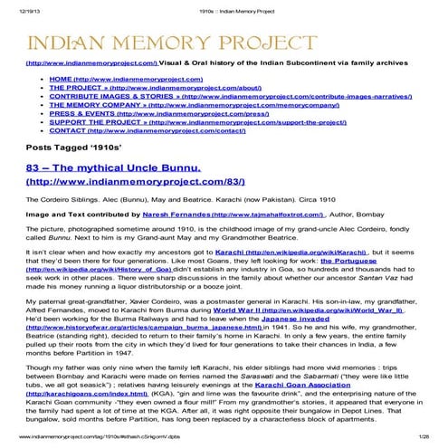 1910s indian memory project | PDF