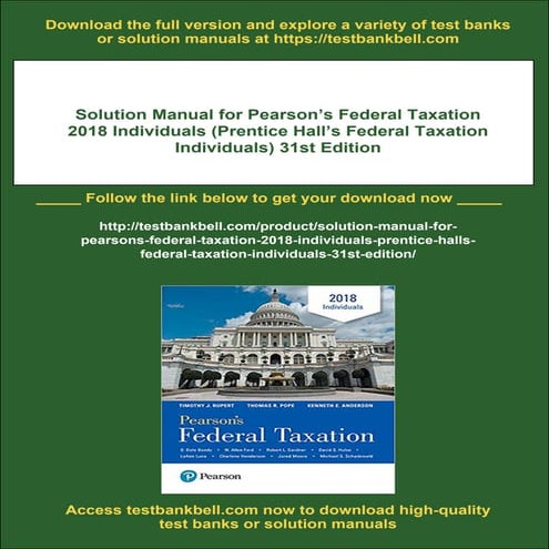 Solution Manual for Pearson’s Federal Taxation 2018 Individuals ...