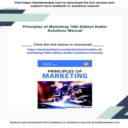 Principles of Marketing 16th Edition Kotler Solutions Manual | PDF