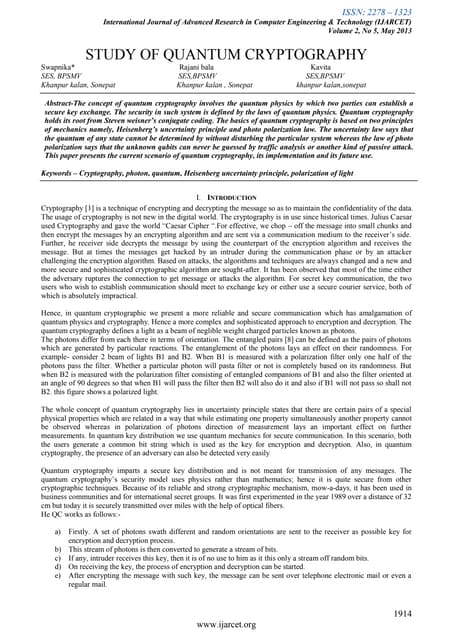 Quantum Cryptography presentation | PPTX