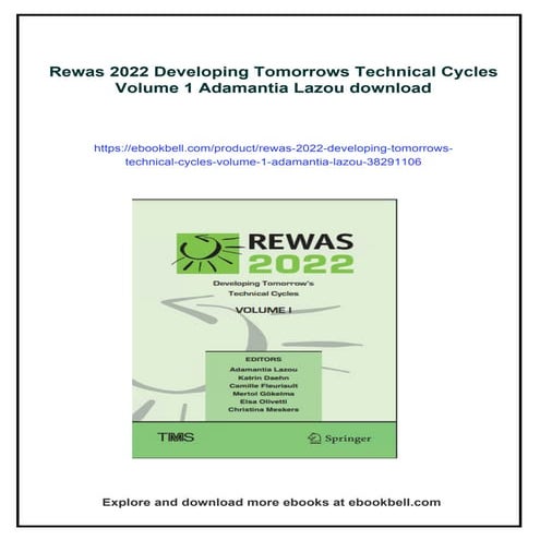 Rewas 2022 Developing Tomorrows Technical Cycles Volume 1 Adamantia ...