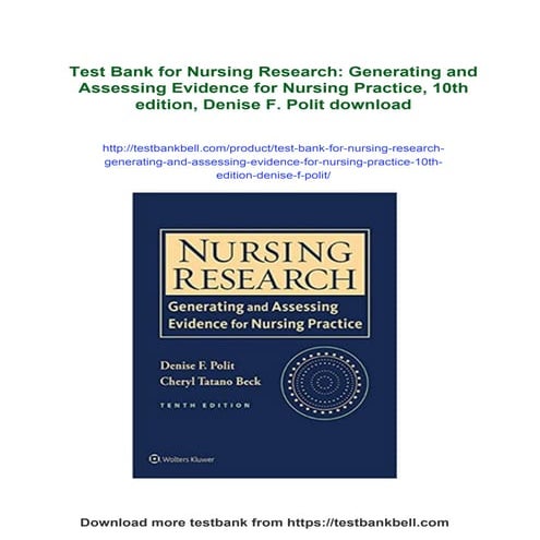 Test Bank for Nursing Research: Generating and Assessing Evidence for ...