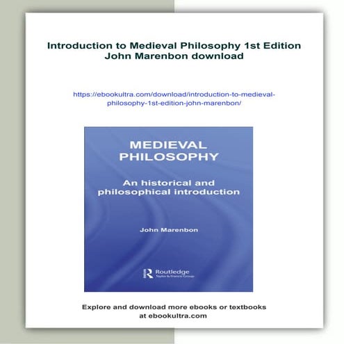 Introduction to Medieval Philosophy 1st Edition John Marenbon | PDF
