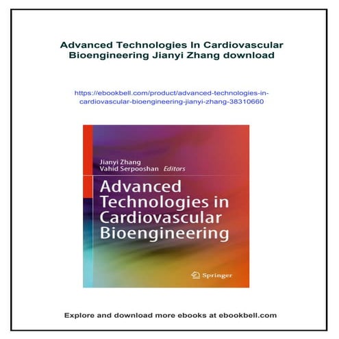 Advanced Technologies In Cardiovascular Bioengineering Jianyi Zhang | PDF