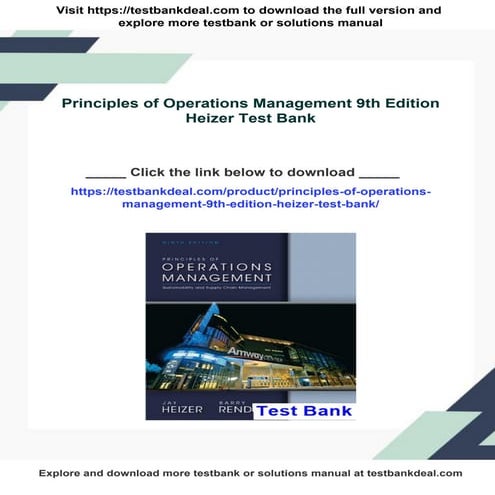 Principles of Operations Management 9th Edition Heizer Test Bank | PDF