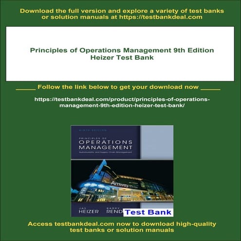 Principles of Operations Management 9th Edition Heizer Test Bank | PDF